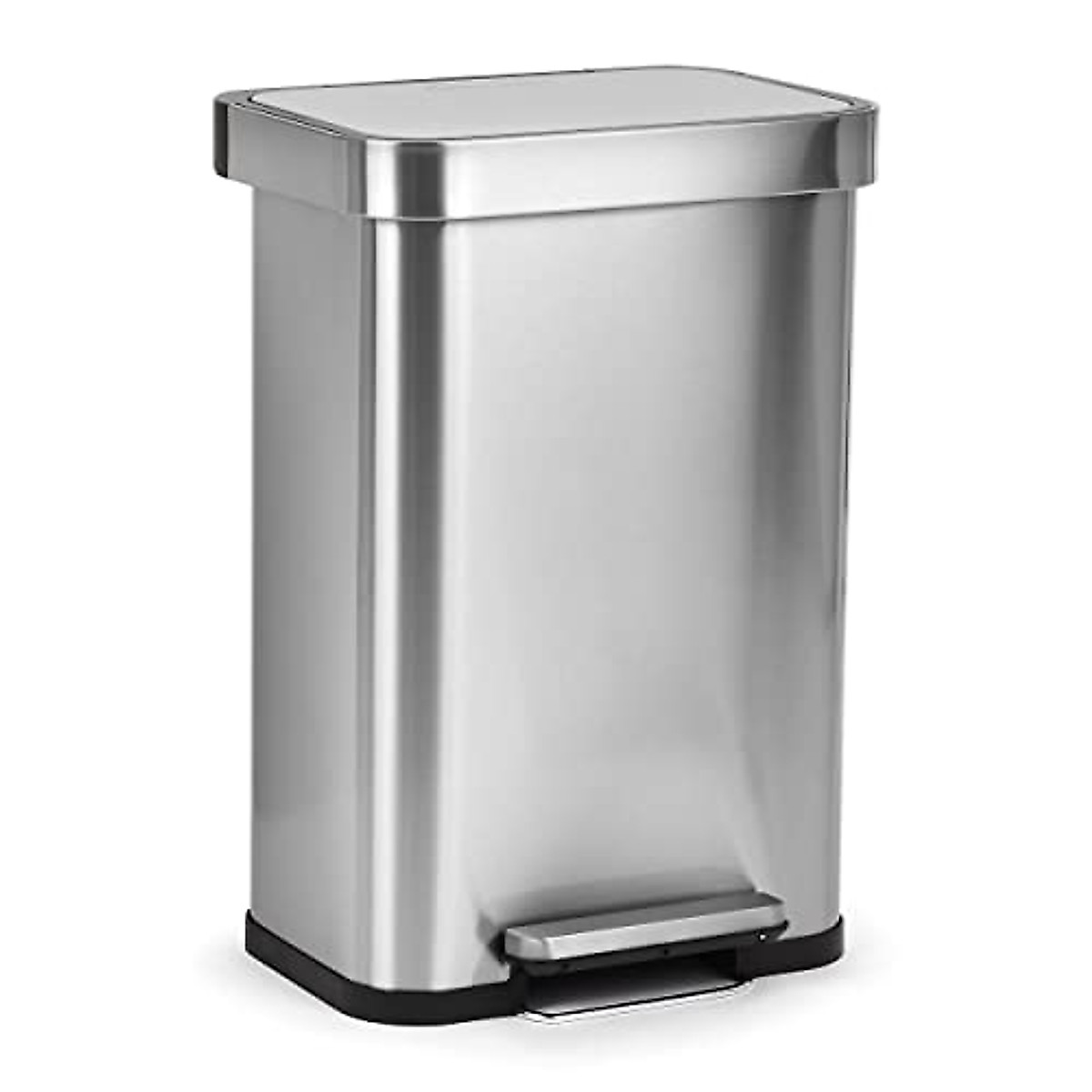 SIMPLI-MAGIC 50 Liter Soft-Close, Smudge Resistant Trash Can with Foot Pedal and Built in Filter-Stainless Steel, Sleek Finish, 50L/13.2 Gallon