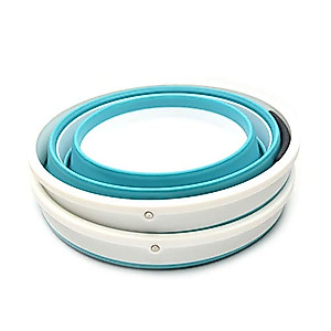 SAMMART 10L / 2.64 Gallon Collapsible Plastic Bucket - Foldable Round Tub - Portable Fishing Water Pail - Space Saving Outdoor Waterpot, Size 31cm Dia (1, Bright Blue)