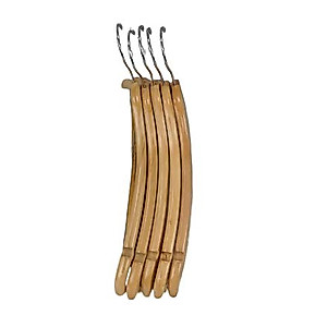 Natural Finish Wood Suit Hanger with Locking Bar (Set of 5)