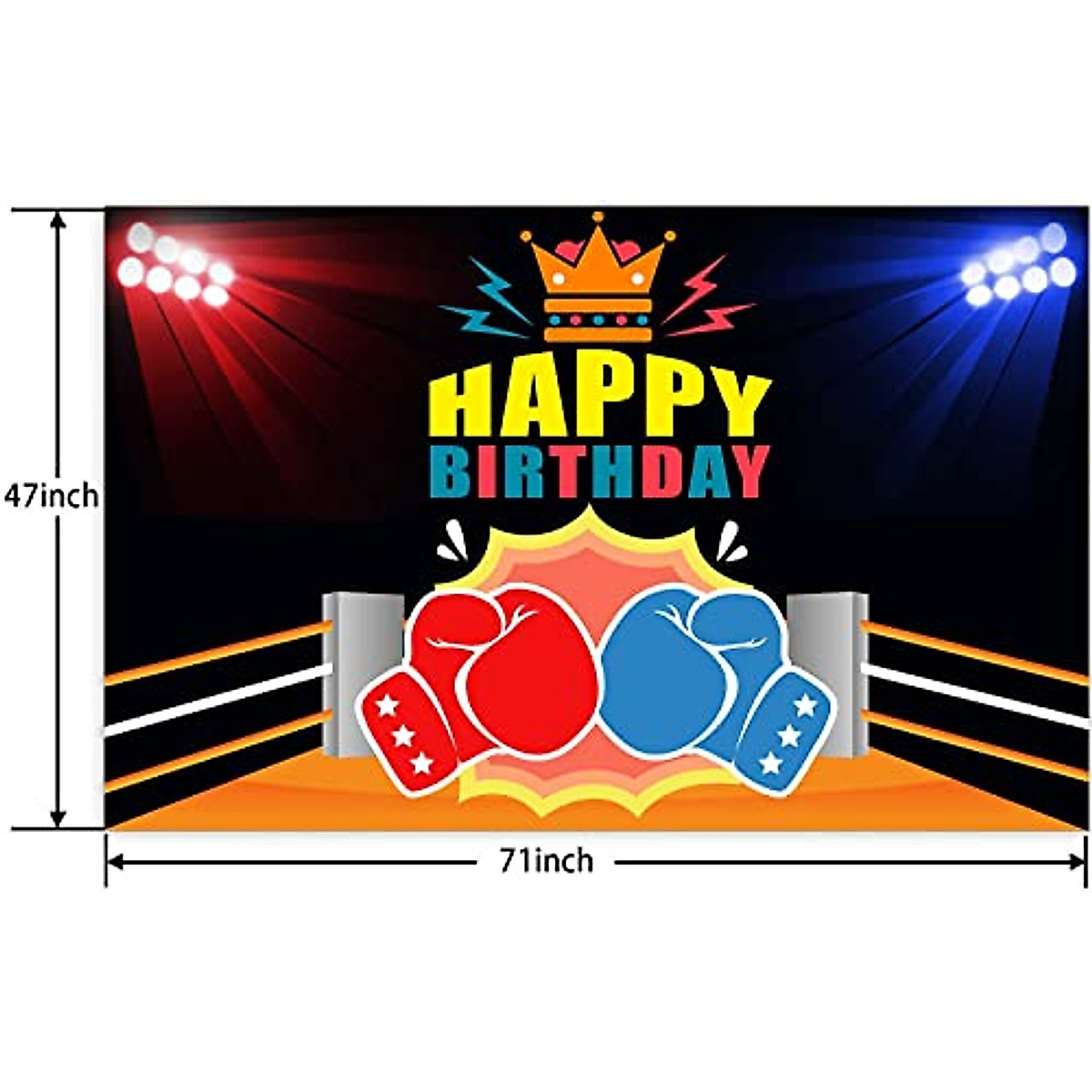 Boxing Happy Birthday Banner Backdrop Boxing Glove Boxing Match Sports Wrestle Fitness Theme Decorations Decor for Home Gym Boy Man 1st Birthday Party Background Photo Booth Props Favors Supplies Kit