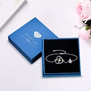 Palpitate Ballerina Bracelet for Women 925 Sterling Silver Heart Bracelet Ballerina Dancer Gymnasts Ballet Dance Jewelry Gifts Adjustable Chain