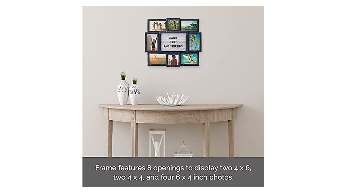 Melannco Customizable Letterboard Photo Collage 8 Openings 19x17"