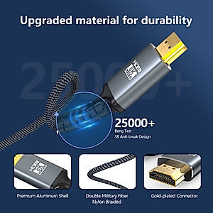 Eareyesail 8K HDMI 2.1 Cable 3 FT,48Gbps Ultra High Speed Gaming Braided Cables Support 8K@60HZ/4K@120Hz,eARC,Dynamic HDR,HDCP 2.2/2.3,3D,VRR for 120fps Monitor PS5/PS4/X-Box/Roku TV/RTX3080/3090