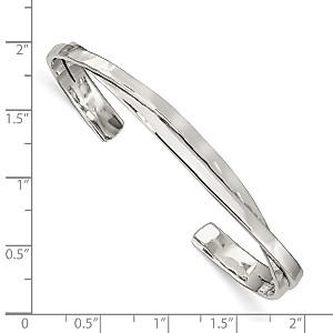 IceCarats 925 Sterling Silver 3mm Hammered Bands Bangle Bracelet