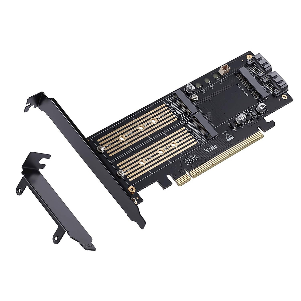 3 in 1 M.2 and mSATA SSD Adapter Card for M.2 NVME to PCIE Adapter,M.2 SATA SSD to SATA III Adapter,mSATA to SATA Adapter (with 2 Aluminum Heatsink)