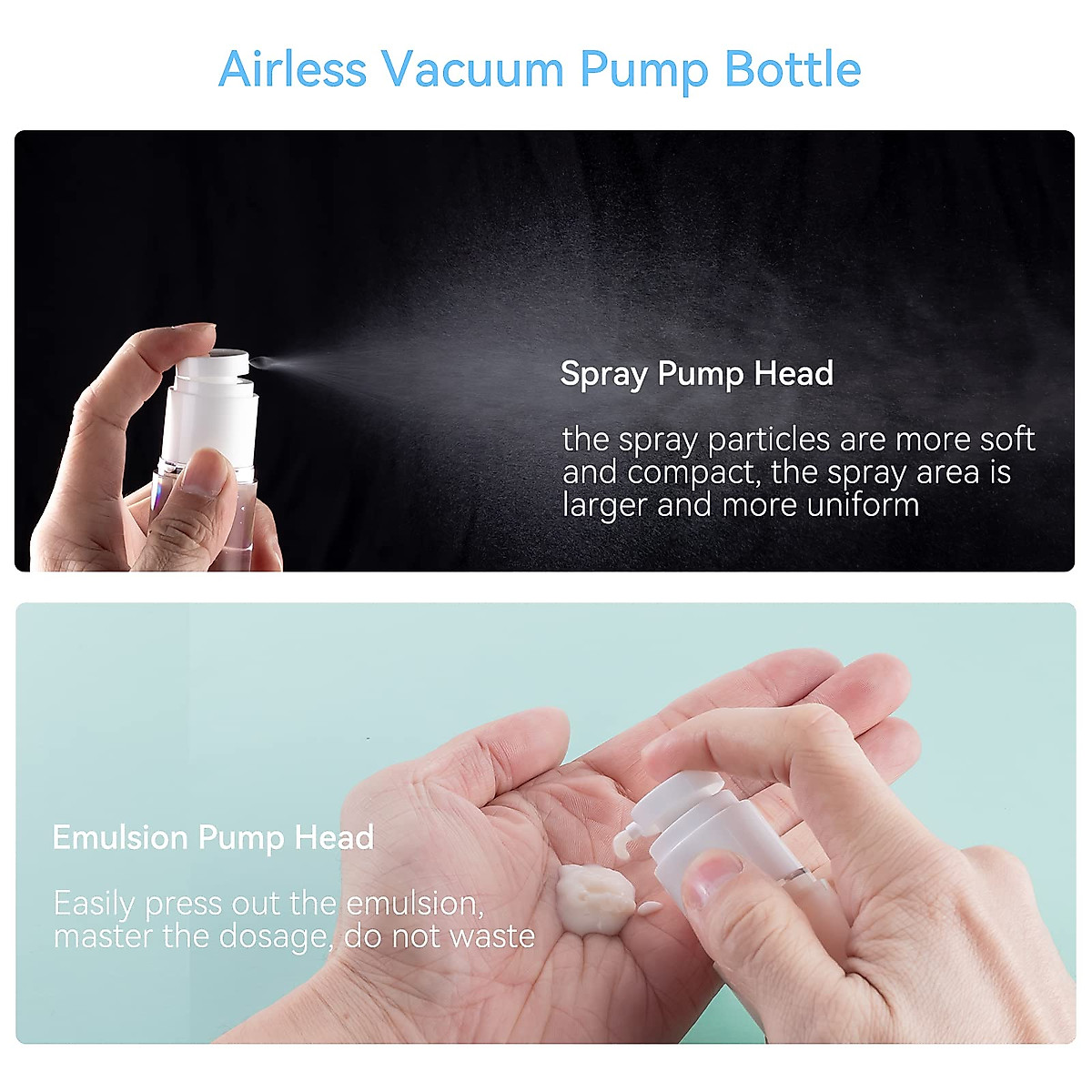 Travel Bottles TSA Approved Containers Leak Proof Travel Vacuum Portable Dispensing Bottles Airless Pump Bottle Set Travel Size Toiletries Tubes Kit for Liquids with Portable Zipper Bag