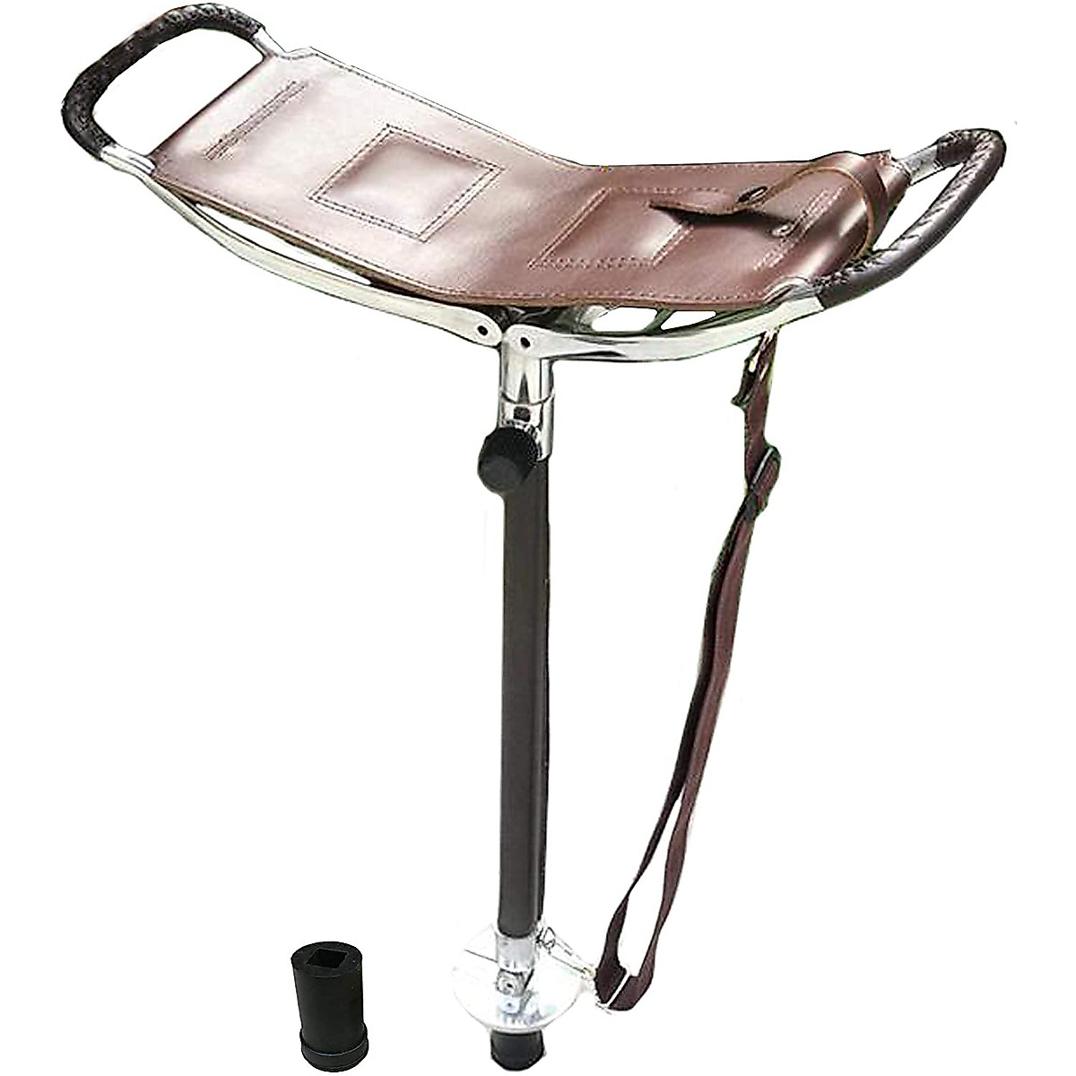 Shooting Seat Stick | Quality Hunting Stick | Adjustable Antique Brown Shooting Stick | Very Durable Leather Seat Folding Chairs | Lightweight Walking Stick | Hunting Equipment