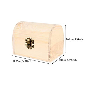 DOITOOL Wood Craft Box Unpainted Small Jewelry Box Mini Chest Treasure Case Organizer Sundries Gift Box for DIY Crafts(Medium)