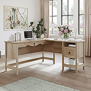 Sauder Adaline Cafe L-Desk, L: 59.65" x W: 59.65" x H: 29.92", Orchard Oak Finish