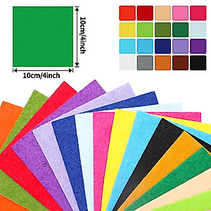EPPINGVIEW 60 PCS Felt, Multi-Colored Felt for Crafts, 4"x4" Felt Fabric Sheets, Felt Sheets with Adhesive Backing