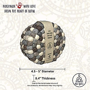 Felt Coasters Round - Premium Felted Ball Wool Coasters Set of 4 - with Lokta Gift Box & Ribbon - Handmade Large Absorbent Coasters for Drinks - Naturally Dense, Heat Resistant, Thick & Durable