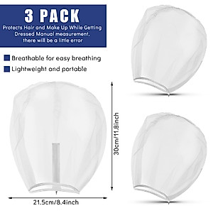 3 Pieces Makeup Protector Hood Nylon Chiffon Makeup Hood Zipper Closure Makeup Face Cover for Women Girls Beauty Weddings, White