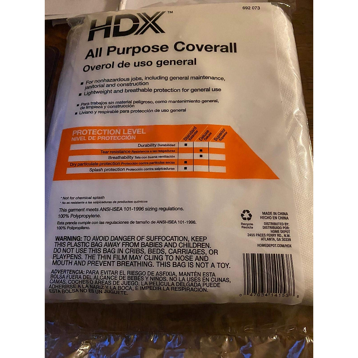 Trimaco 09961/6 Polyolefin Coveralls White XL 1 Pk