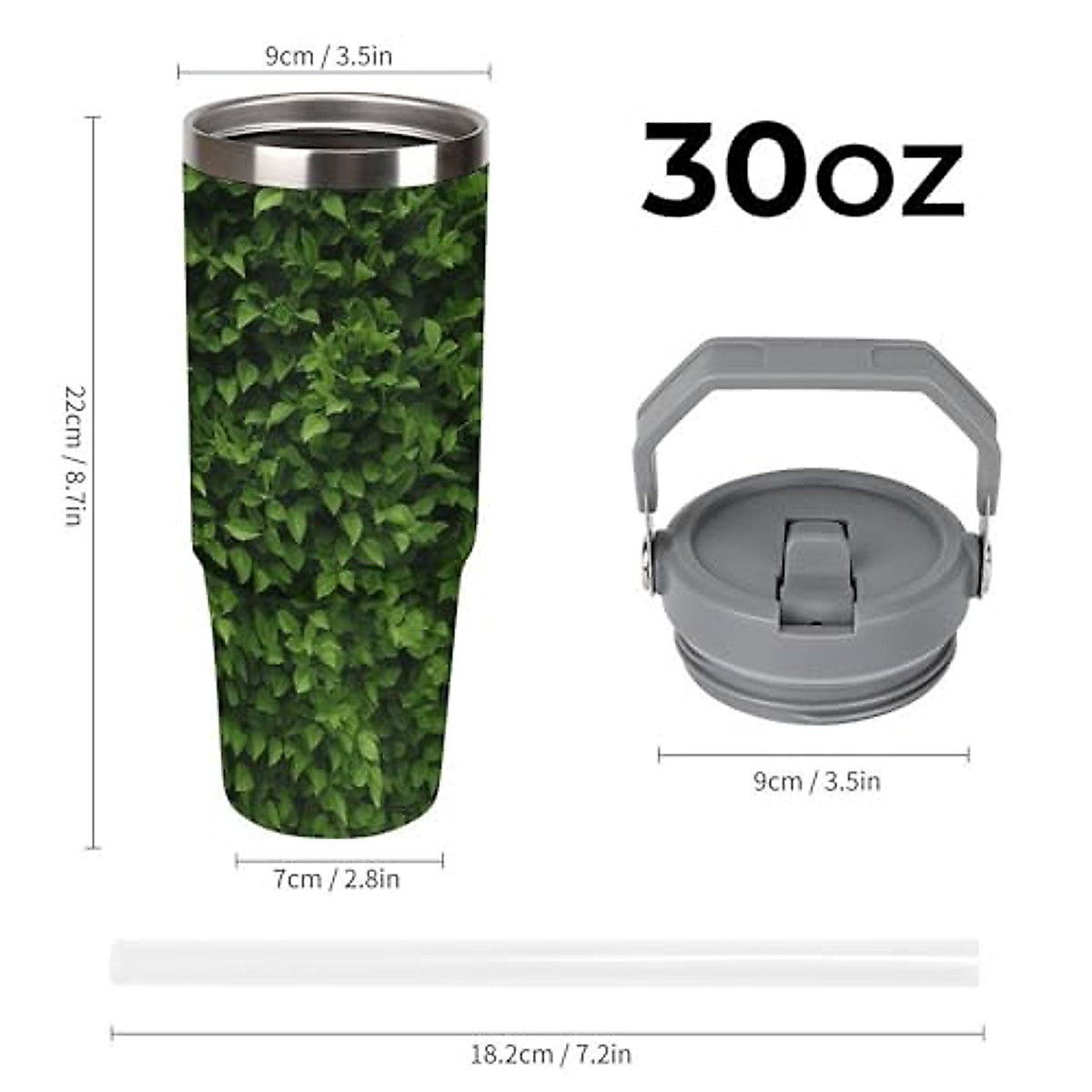 WITHSBKK 30oz Car Cup Hedge Printed with Portable, Stainless Steel Travel Mug, Vacuum Insulated Tumbler And Straw, Leakproof for Car & Outdoor, UV Printed Design