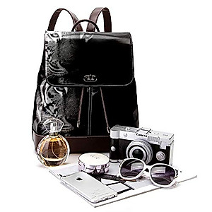 Black White Beautiful Tiger PU Leather Backpack Fashion Shoulder Bag Rucksack Travel Bag for Women Girls