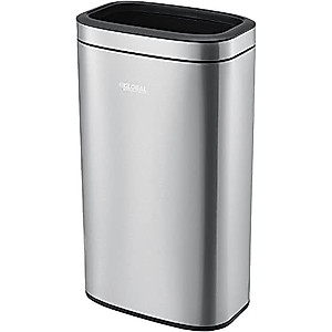 Global Industrial 8 Gallon Stainless Steel Slim Open Top Receptacle