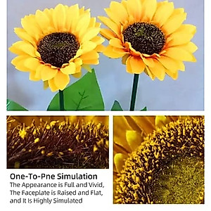 QFC Sunflower Solar Lights Outdoor Garden Decorations, Upgraded 2 PCS Solar Garden Lights for Yard Decor, Waterproof LED Sunflowers Artificial Flowers Lights for Lawn, Patio, Porch, Backyard (2PCS)