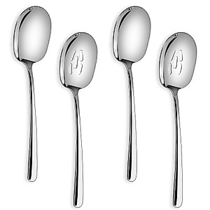 SOLEADER X-Large Serving Spoons Set, 12 Inch Slotted Spoon and Serving Spoon, Premium Spoons Silverware, Cooking Spoon,Pasta Spoon,Mixing Spoon,Buffet Spoons,Foodgrade 18/8 Stainless Steel, Pack of 4