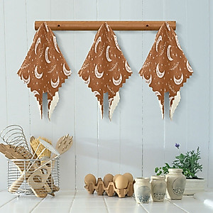 JIPONI 6 Pack Kitchen Dishcloth, Boho Moon Pattern Absorbent Dish Towels Reusable Soft Cleaning Cloths 11 x 11 inch