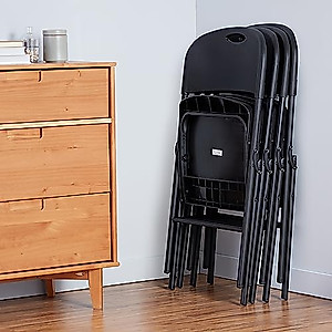 Amazon Basics Folding Plastic Chair, 350-Pound Capacity, Black, 4-Pack