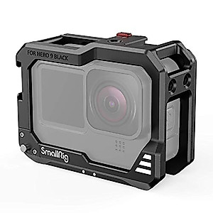 SmallRig Hero11 Cage / Hero10 Cage / Hero9 Cage , Aluminum Video Cage with 2 Cold Shoe Mount for Mic and Led Light , Compatible with Max Lens Mod for GoPro Hero9 / Hero10 / Hero11 Black 3084B