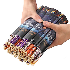 Halloween 50 Pairs 9.4Inch Bamboo Disposable Chopsticks - Sleeved and Separated, Party Gifts