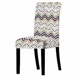 Round Triangle Printed Chair Cover Removable Dirt Resistant Kitchen Seat Cover Elastic Chair Cover for Banquet Restaurant AJ2 6PCS