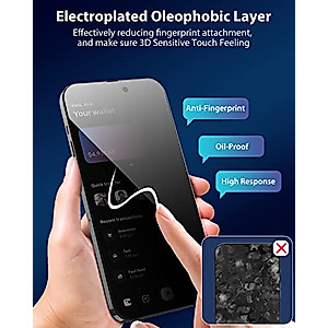 KU XIU Privacy Screen Protector Compatible with iPhone 14 Pro Max 6.7 Inch, 2 Pack Full Coverage Anti Spy Private Tempered Glass Film [2023 Dust-Free Install] 9H Hardness, Bubble Free, Case Friendly