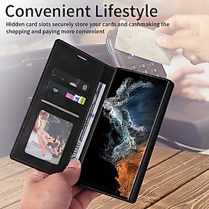 ZZXX for Samsung Galaxy A13 5G Case Wallet with [RFID Blocking] Card Slot Photo Fram Kickstand Magnetic Soft Leather Flip Fold Case for Samsung Galaxy A13 5G Wallet Case(Black-6.5 inch)