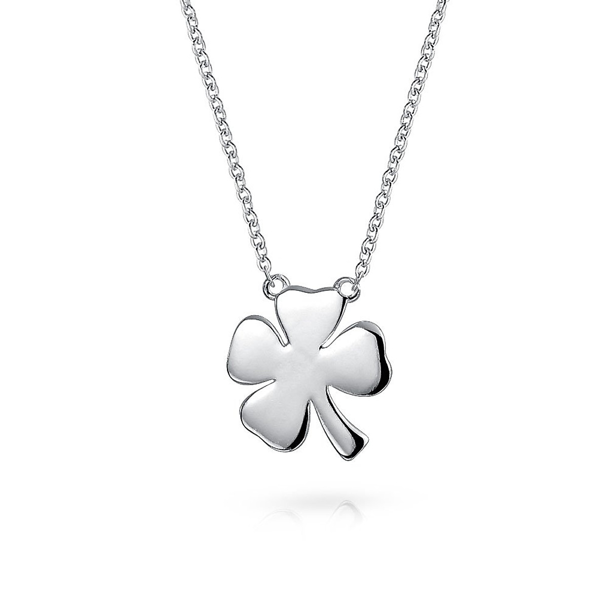Personalized Engrave Layering Four Leaf Clover Shamrock Irish Lucky Horseshoe Pendant Necklace Western Jewelry For Women Teens .925 Sterling Silver Custom Engraved
