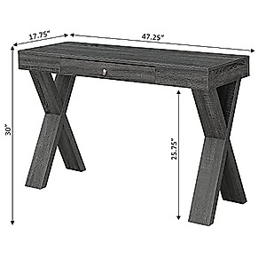 Convenience Concepts Newport 1 Drawer Desk, Weathered Gray