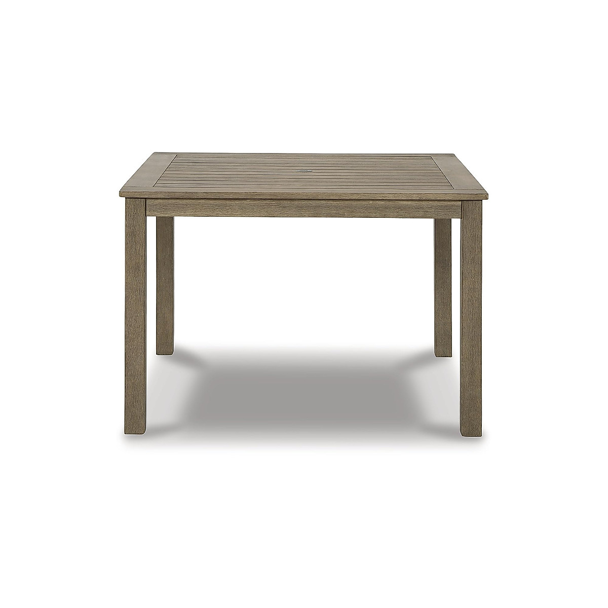 Signature Design by Ashley Aria Plains Casual Outdoor Square Dining Table with Umbrella Option, Brown
