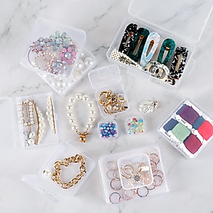 Quefe 25 Pack Small Plastic Bead Containers with Lids Jewelry Storage Organizer Box Bead Storage Mini Case for Small Items, Crafts, Hardware (3.3X 3.3X 1.1 Inches)