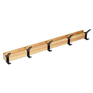 KooNiosio Coat Hook Rack Wall Mounted Coat Rack-5 Double Hook,Aluminum,Metal Coat Hook Rail for Coat Hat Towel Robes, Wooden Coat Hooks (Black)