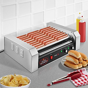 Olde Midway Electric 24 Hot Dog 9 Roller Grill Cooker Machine 1200-Watt - Commercial Grade