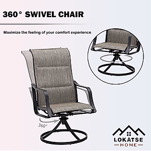 LOKATSE HOME 2 PCS Outdoor Patio Swivel Dining Set with Textilene High Back for Backyard Deck Lawn and Garden, Grey