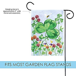 Toland Home Garden 110014 Clover & Bee St Patricks Day Flag 12x18 Inch Double Sided St Patricks Day Garden Flag for Outdoor House St Pats Flag Yard Decoration