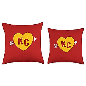 Kansas City Fanatics Red & Yellow Heart & Arrow Kansas City 2 Letter KC Red Throw Pillow, 16x16, Multicolor