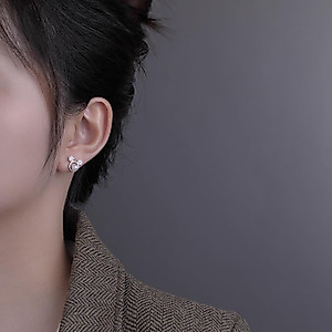 SLUYNZ 925 Sterling Silver Sparkling CZ Mouse Studs Earrings for Women Teens Cute Mouse Earrings (Silver)