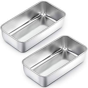 TeamFar Loaf Pans for Baking Bread, 9¼" × 5" Bread Loaf Pan Meatloaf Pan Stainless Steel for Home Kitchen, Healthy & Durable, Oven & Dishwasher Safe - Set of 2