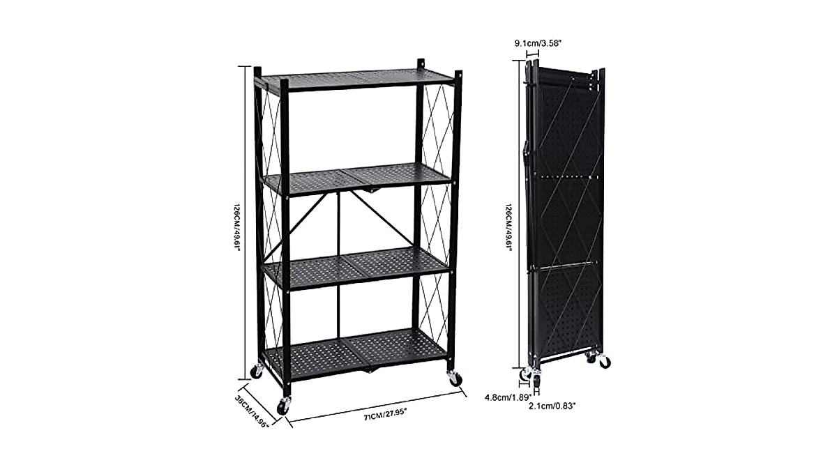 HealSmart Heavy Duty 4-Tier Metal Rack with Wheels