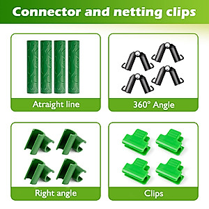 Auksay 105Pcs Garden Netting Set,8 x24.5 Ft Garden Netting Pest Barrier,DIY 40Pcs Greenhouse Garden Hoops,3 Types 45pcs Connectors for DIY Building Connection,Garden Mesh Netting Kit with Plant Cover