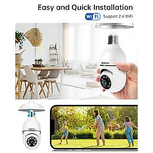 Light Bulb Security Camera, 2K Bulb Security Camera 5G/2.4GHz,Security Cameras Wireless Outdoor with Automatic Human Detection,Motion Detection,Color Night Vision Bulb Camera Compatible with Alexa
