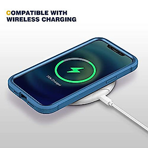 Diaclara Designed for iPhone 12/12 Pro Case, Full Body Rugged Case with Built-in Touch Sensitive Anti-Scratch Screen Protector, Soft TPU Bumper Case for iPhone 12/12 Pro 6.1" (Blue and Clear)