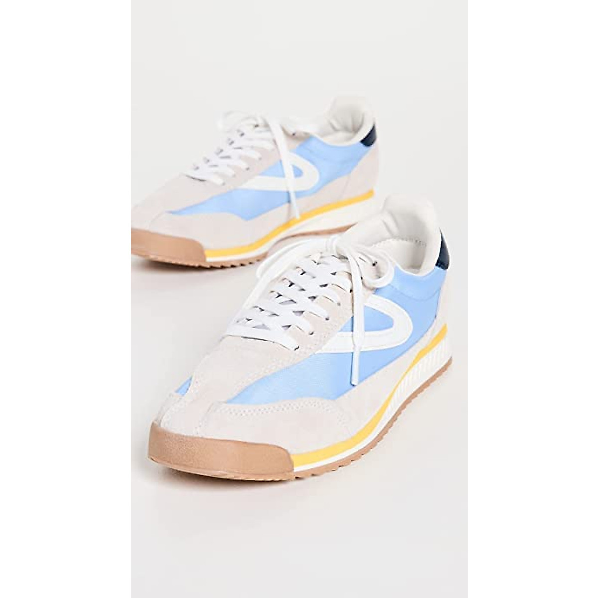 TRETORN Women's Rawlins Casual Lace-Up Sneakers, Light Taupe/Blue/Yellow, 11