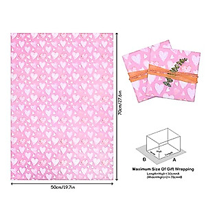 Valentine's Day Wrapping Paper, Reversible Heart Wrapping Paper, Pink Gift Wrapping Paper, 4 sheets 20x28 inches per sheet, Gift Wrap for Mothers Day, Valentines Day, Lover Birthday, Wedding, Anniversary