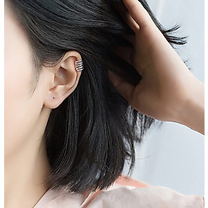 SLUYNZ 925 Sterling Silver Cuff Earrings for Women No Piercing Earrings Helix Earrings Cartilage Earrings (A-Silver)