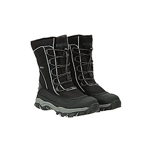 Mountain Warehouse Park Youth Kids Snow Boots - Warm Winter Shoes Black Kids Shoe Size 5 US