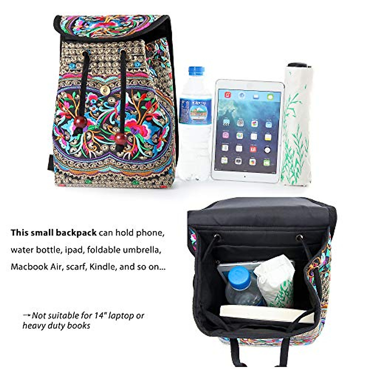 Goodhan Vintage Embroidered Women Backpack Ethnic Travel Handbag Shoulder Bag