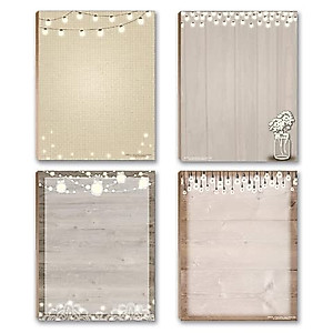 Stonehouse Collection Rustic Notepads - USA Made To Do List Notepad, Multi-Purpose Cute Stationary, Home Office Supplies, Pretty Notebook, 4 Assorted Design Notepads 4.25 x 5.5 inches each, Rustic